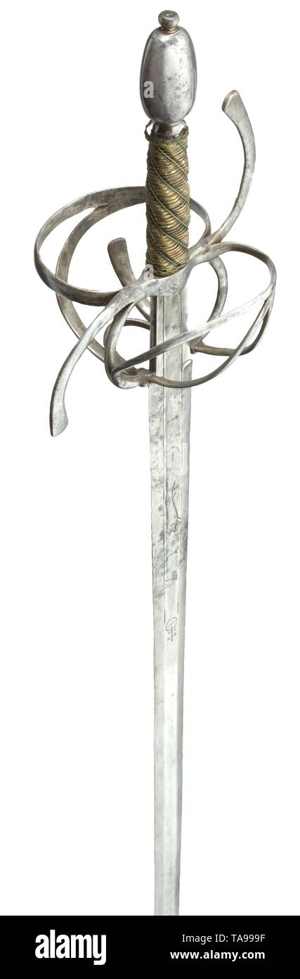 A German military sword, presumably Solingen, dated 1617 Heavy, double ...
