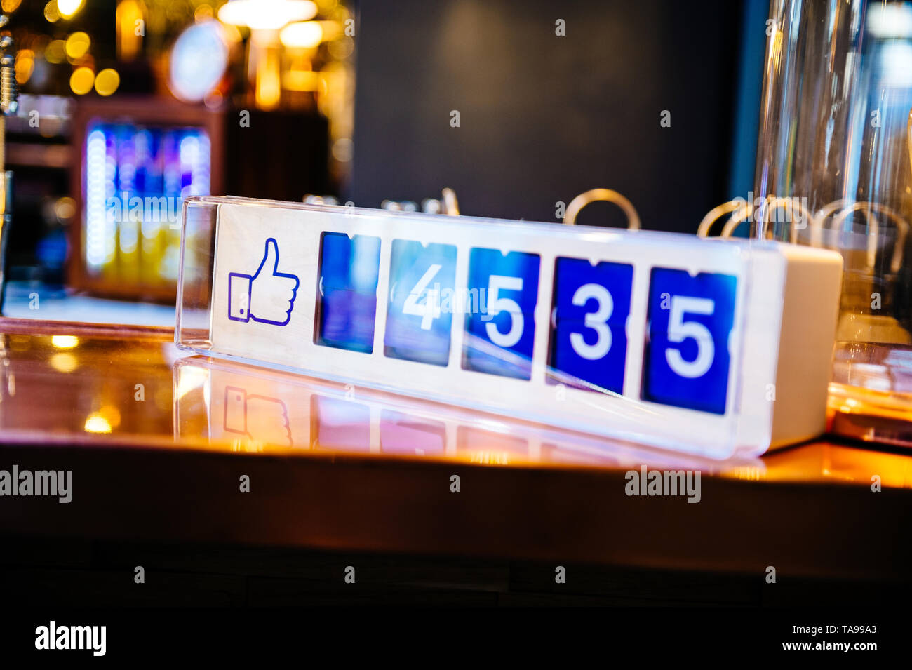 London, United kingdom - Jan 21, 2017: Illuminated table sign device ...