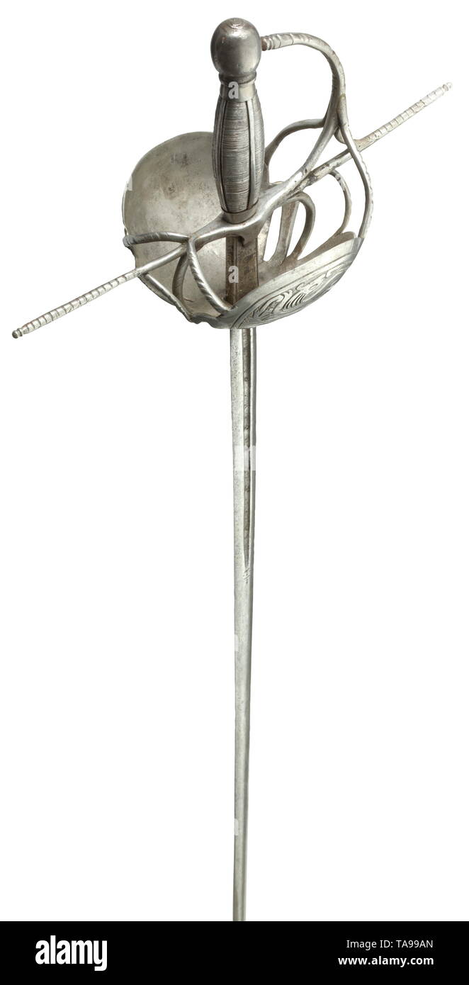 A Spanish dish-hilt rapier, circa 1700 Double-edged thrusting blade ...
