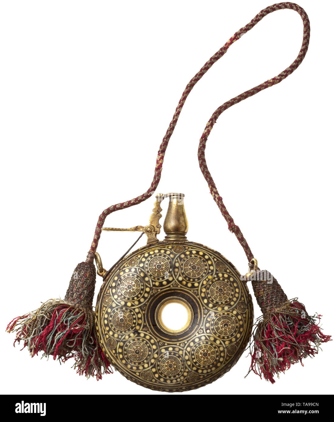 A Bohemian powder flask with bone inlays, 1st half of 17th century Ring ...