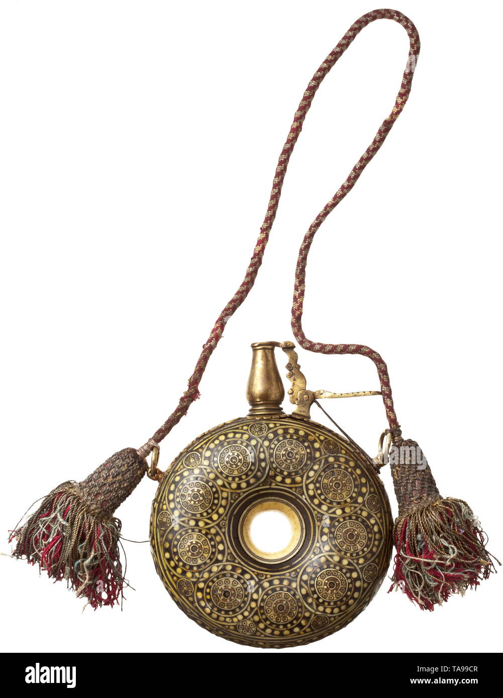 A Bohemian powder flask with bone inlays, 1st half of 17th century Ring ...