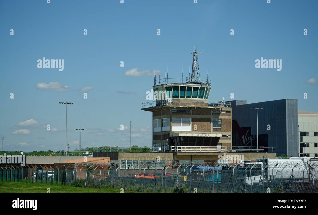 Original Control Tower at Gatwick Airport, West Sussex, UK. Used only ...