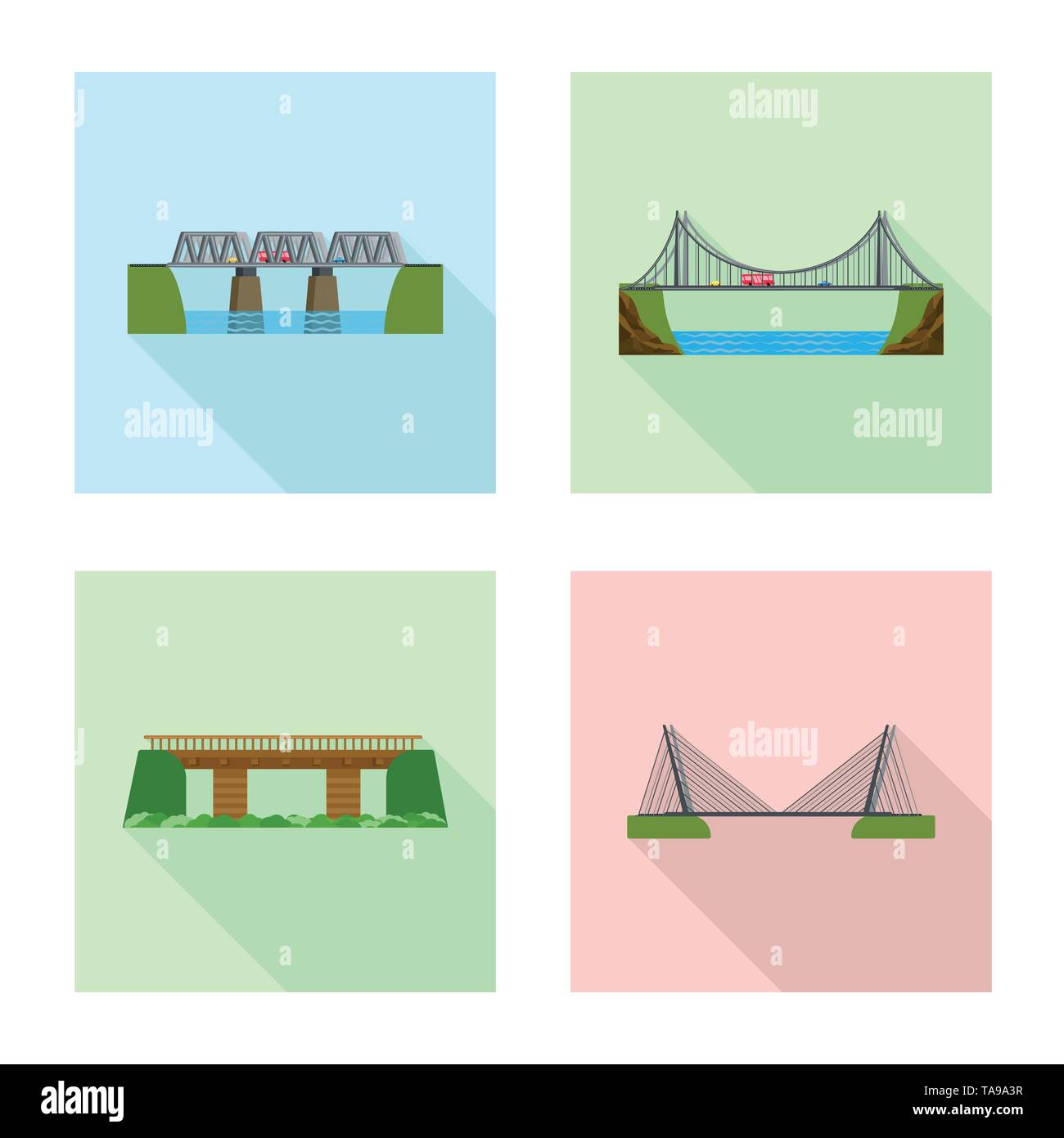 Vector design of bridgework and bridge symbol. Set of bridgework and ...