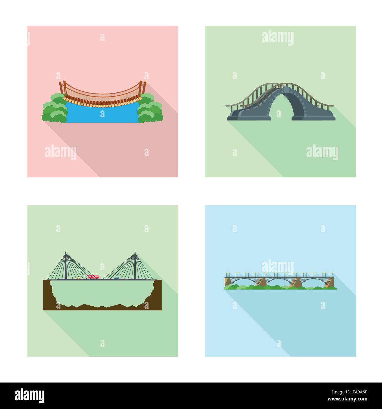 Isolated object of bridgework and bridge symbol. Collection of ...