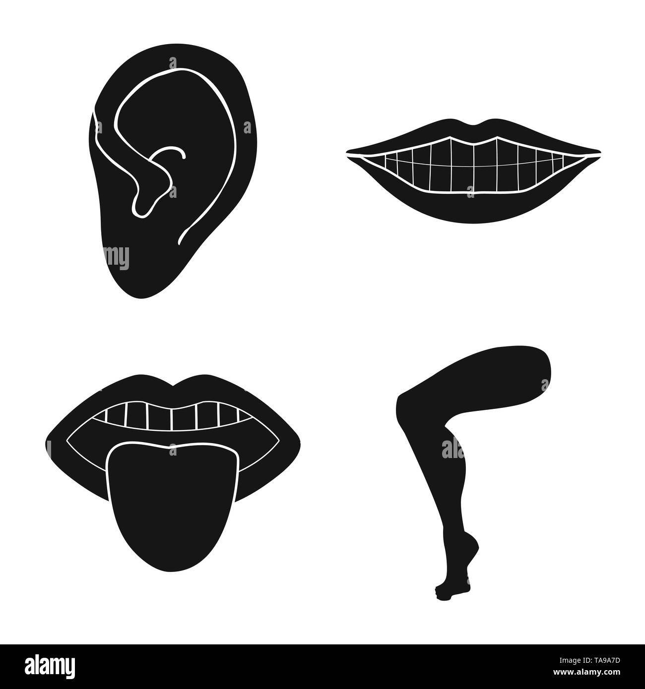 Isolated object of body and part sign. Set of body and anatomy stock ...