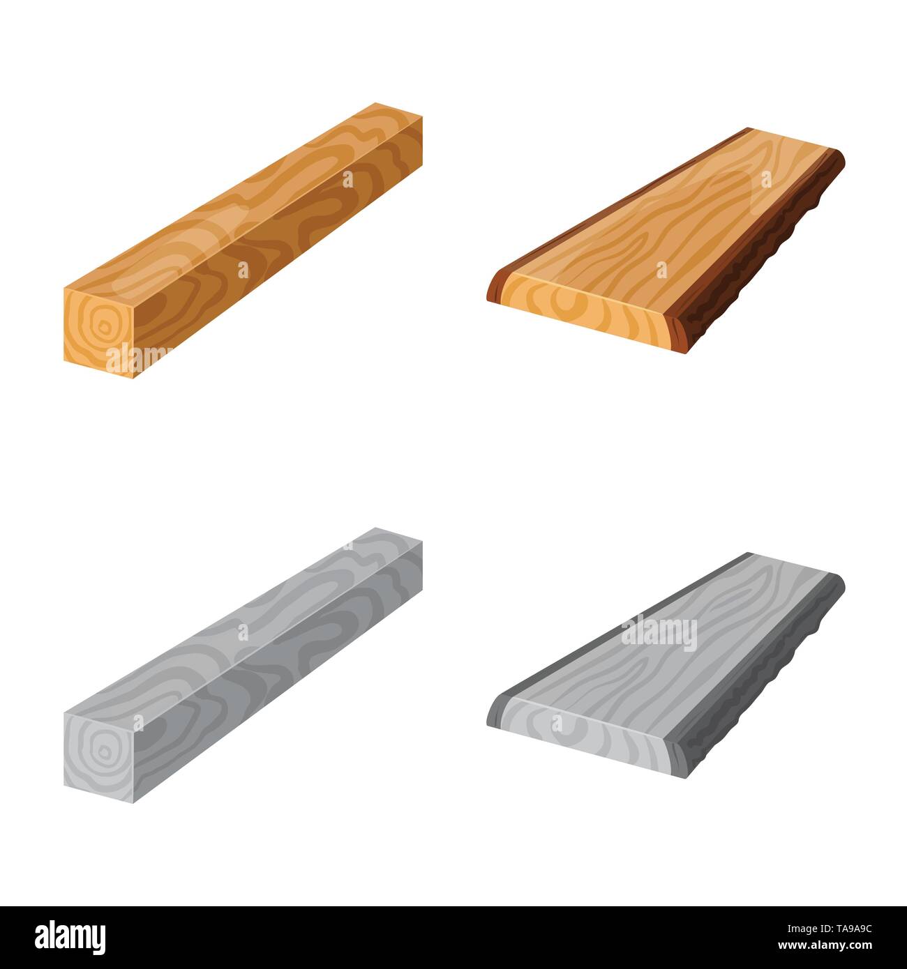 Vector illustration of tree and raw icon. Collection of tree and ...