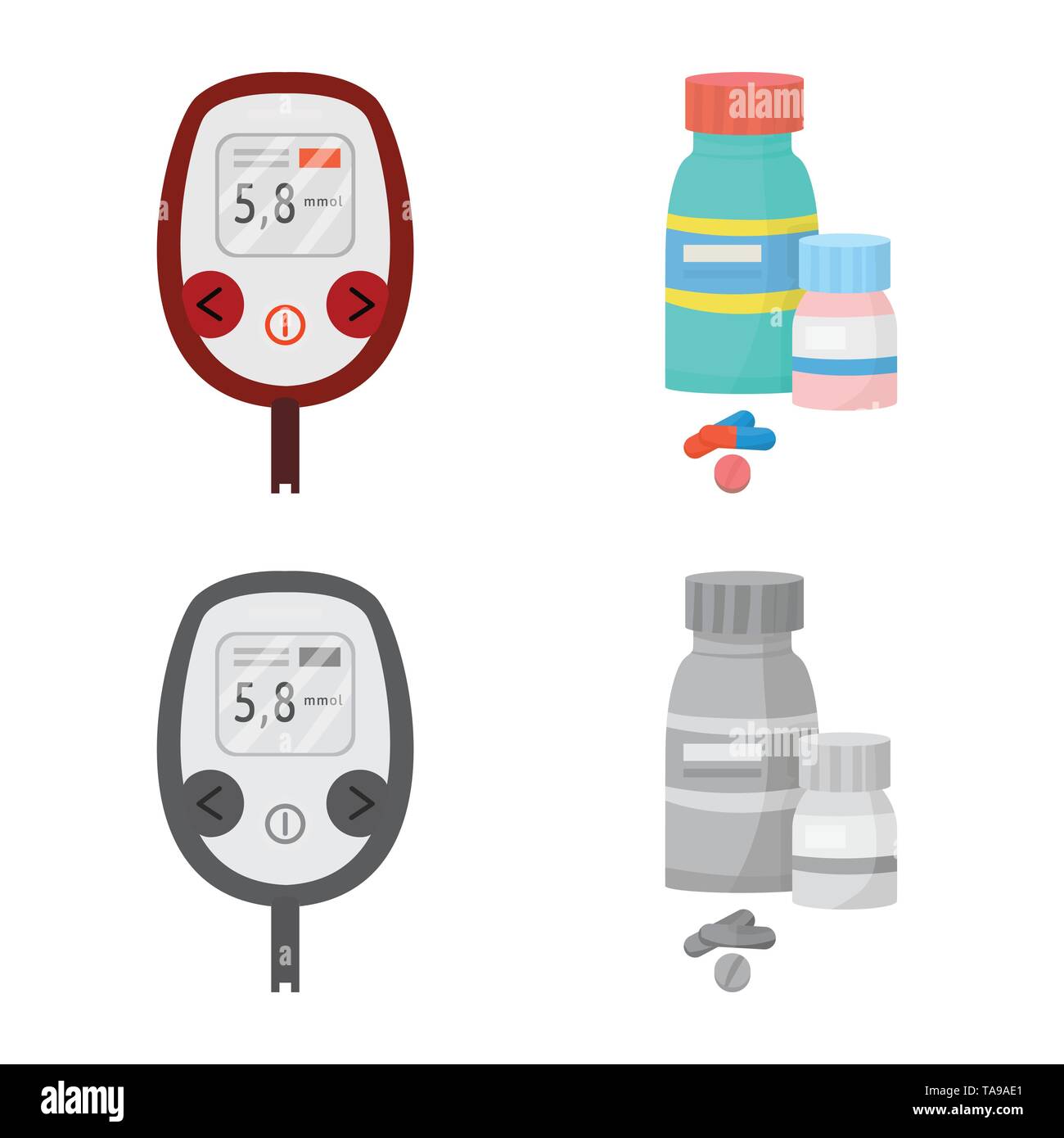 Vector design of diet and treatment icon. Set of diet and medicine ...