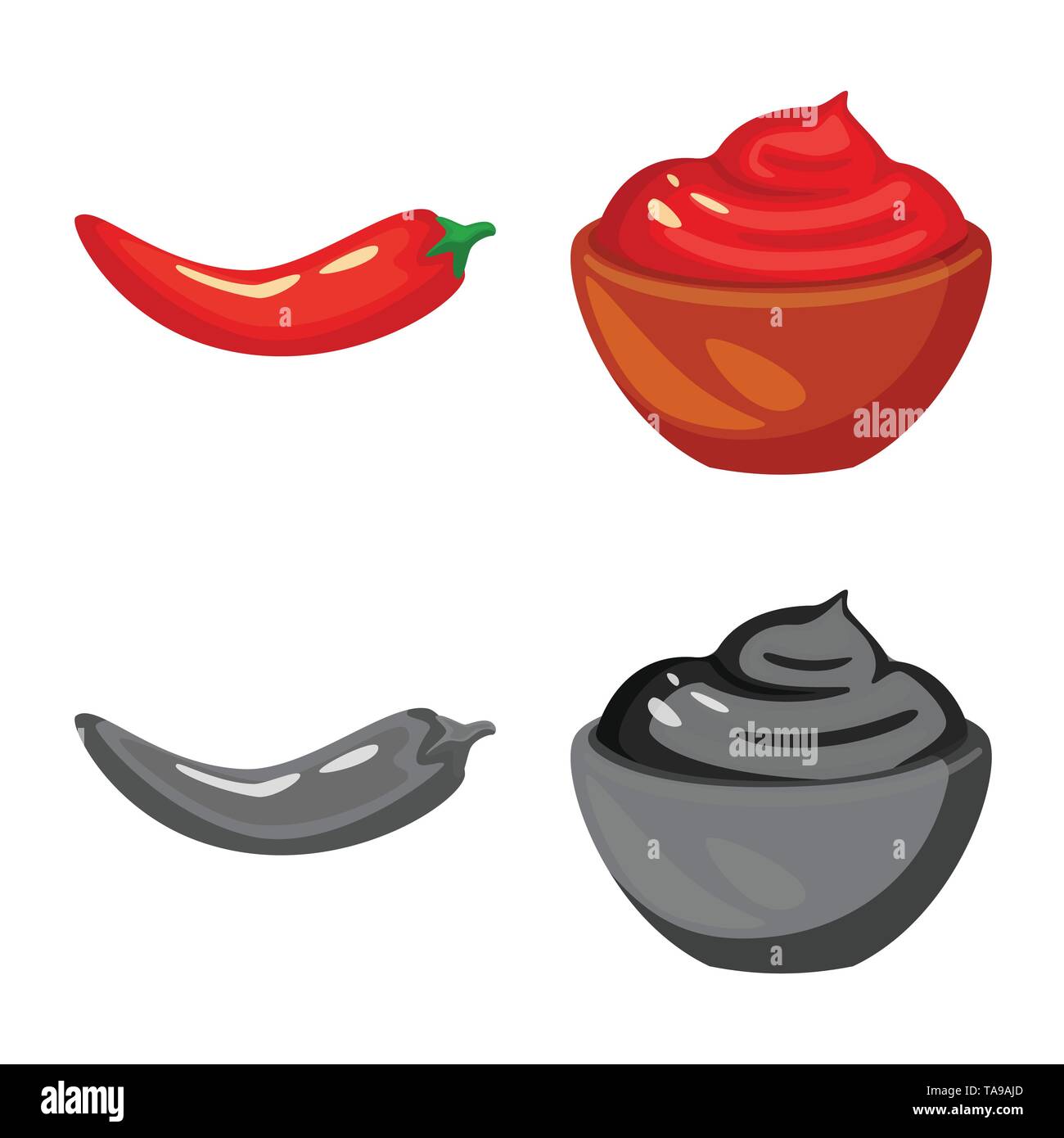 Vector design of taste and product symbol. Set of taste and cooking ...