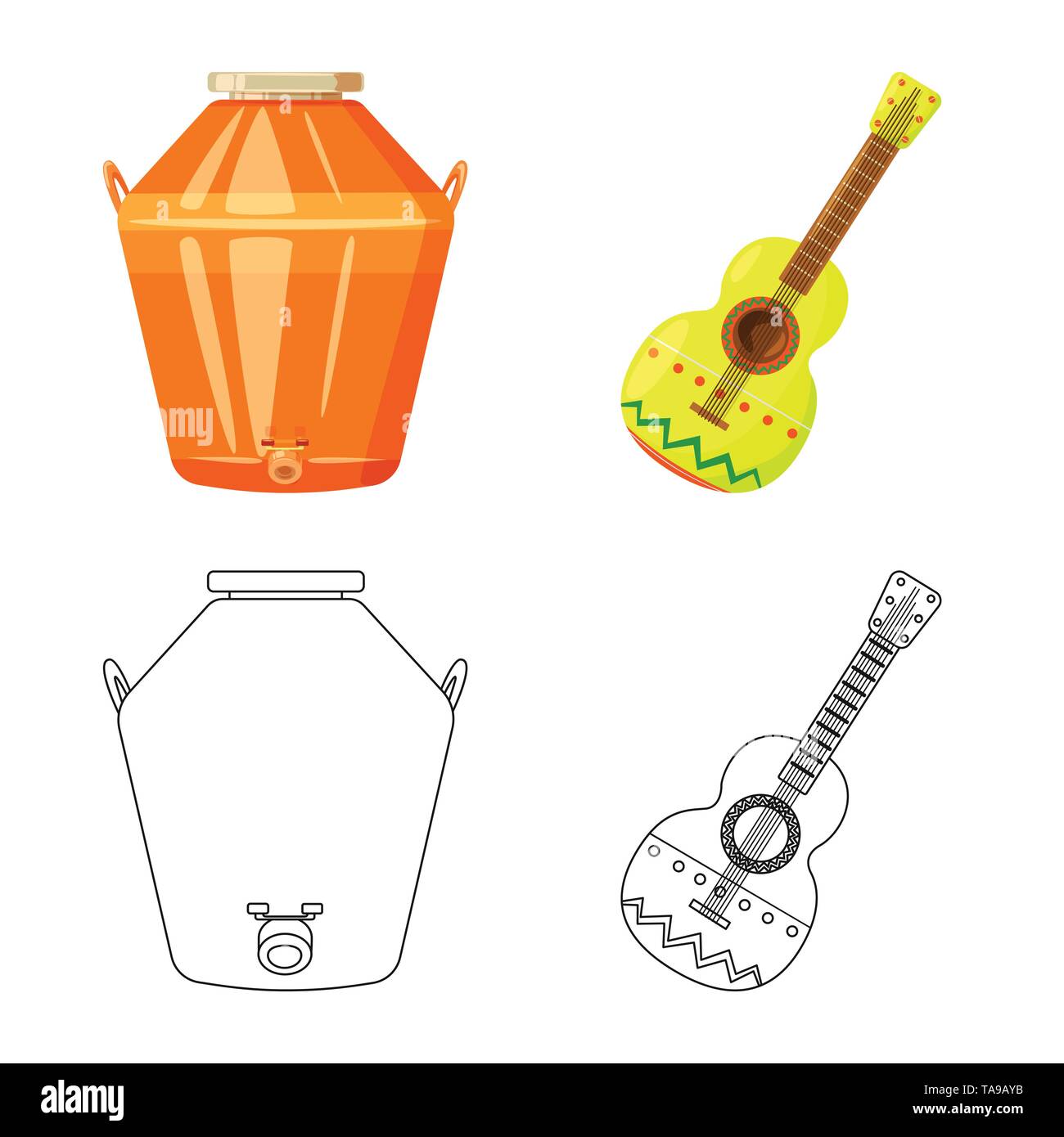 Vector design of cafe and Latin icon. Collection of cafe and national ...