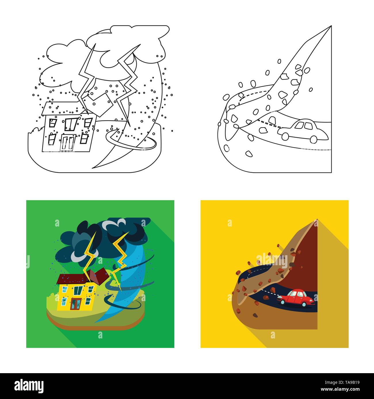 Vector design of weather and distress sign. Collection of weather and ...