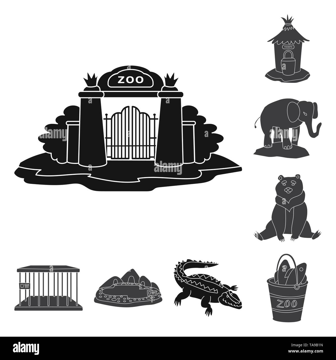 Vector illustration of fauna and entertainment sign. Set of fauna and ...