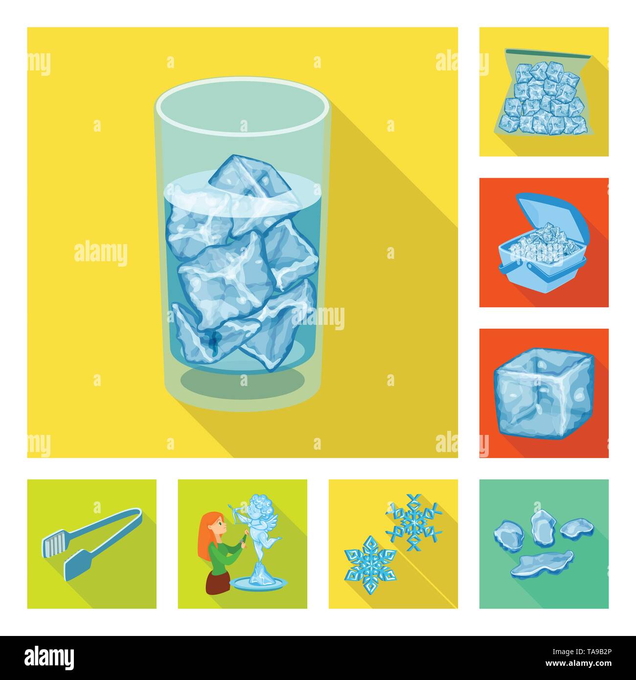 Vector illustration of texture and frozen icon. Collection of texture ...