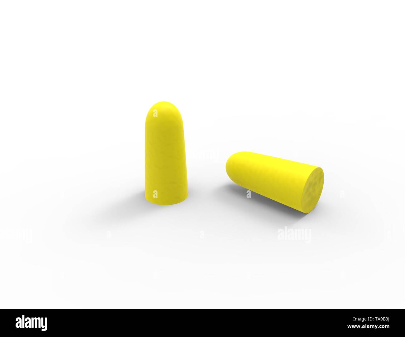 3D rendering of yellow ear plugs isolated on white background Stock ...