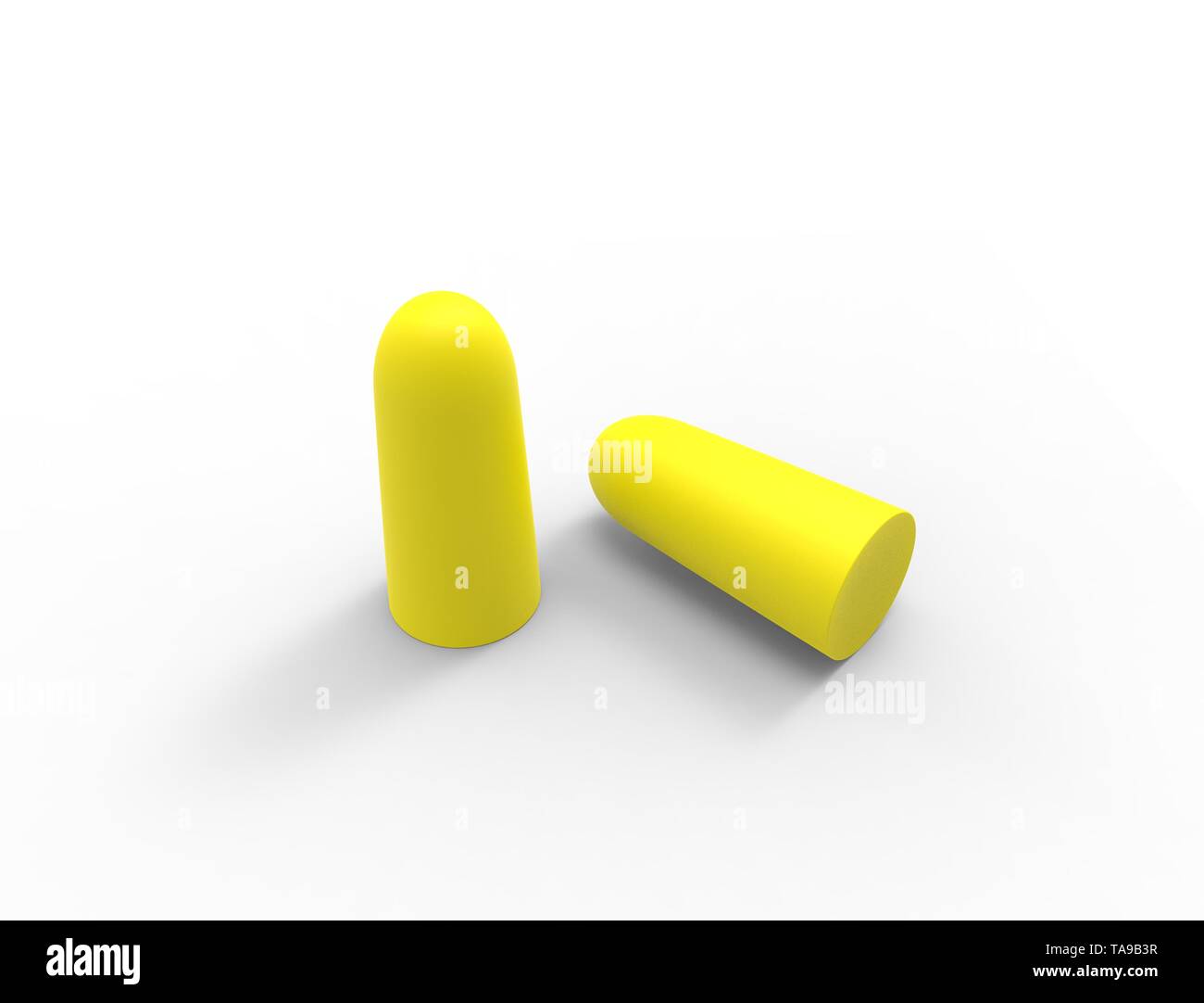 3D rendering of yellow ear plugs isolated on white background Stock ...