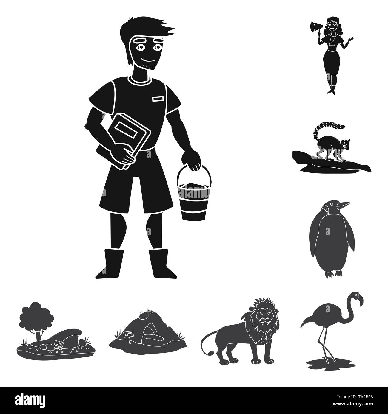 Isolated object of fauna and entertainment sign. Collection of fauna ...