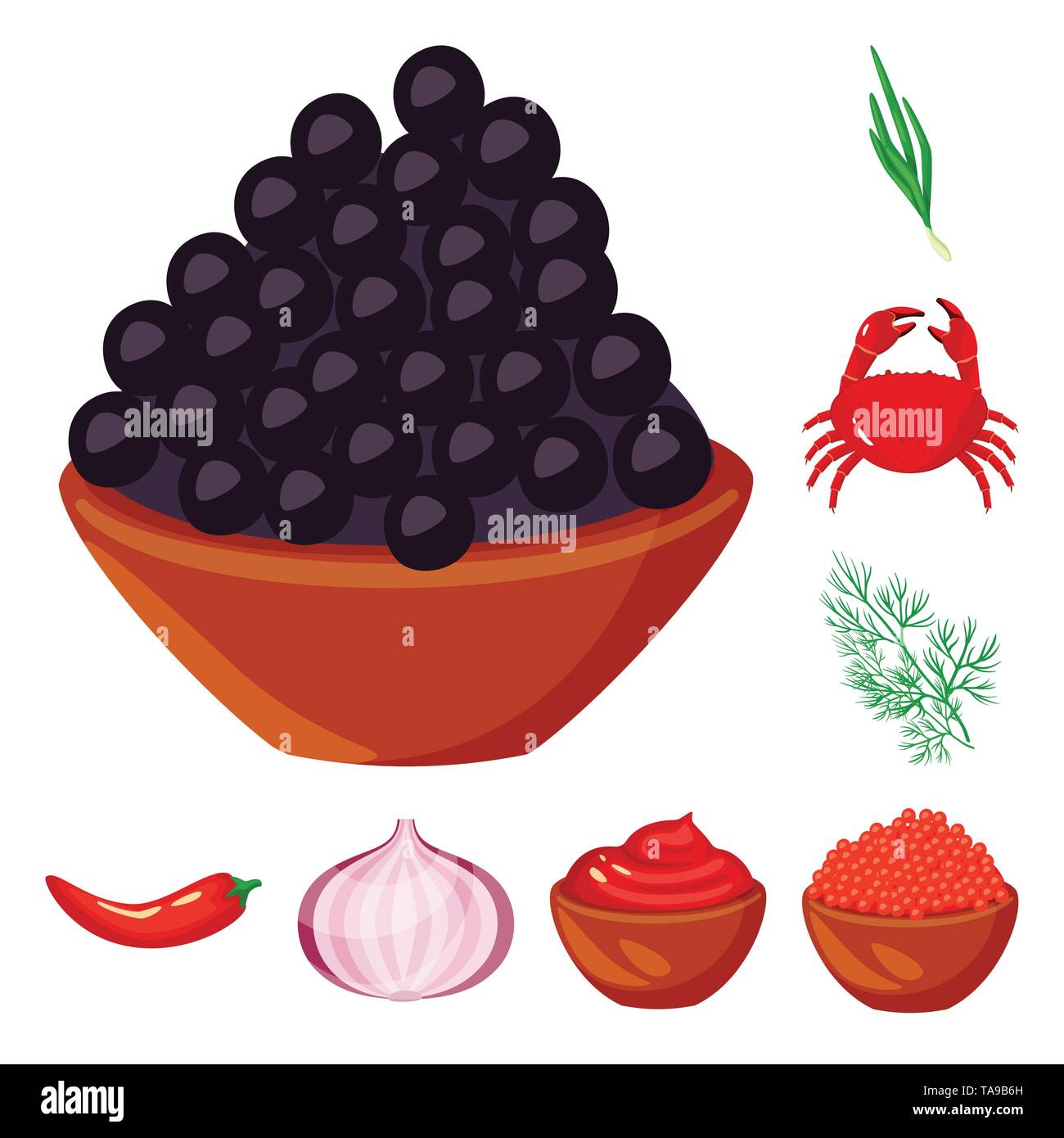 Vector illustration of food and flavors sign. Collection of food and ...