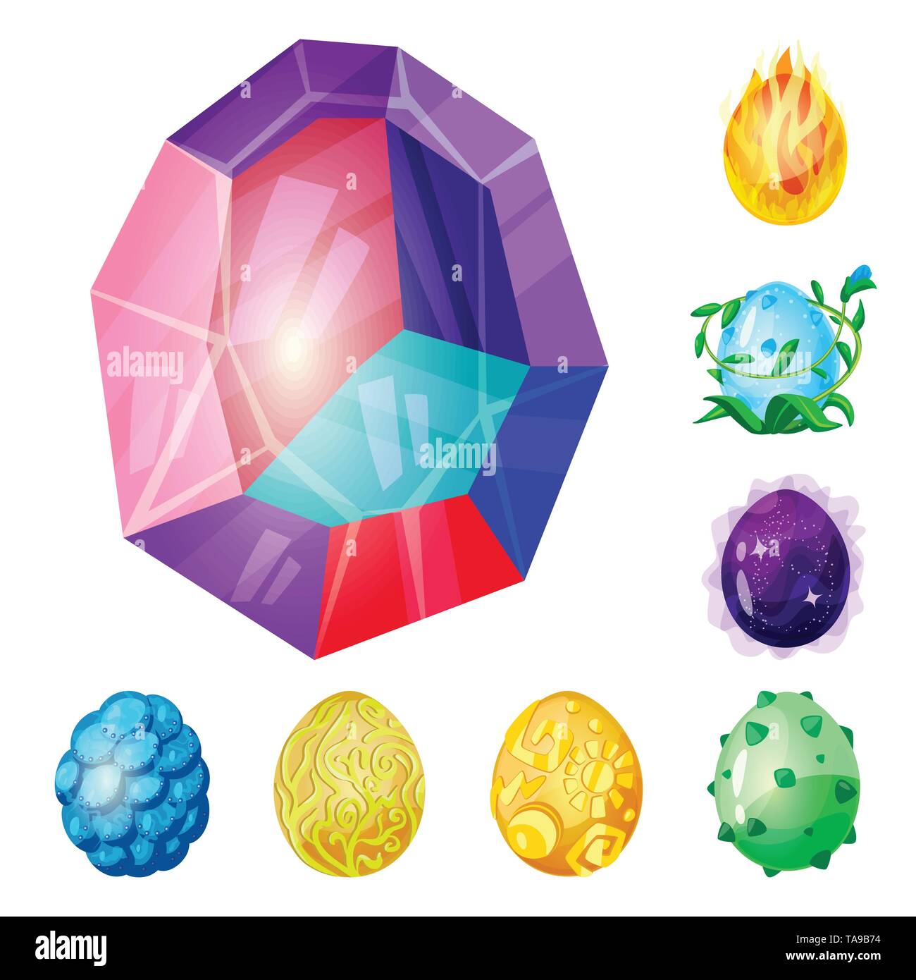 Vector design of dinosaur and magic logo. Set of dinosaur and fantasy ...