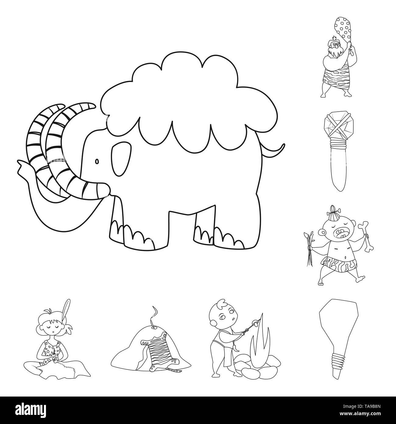 Isolated object of primitive and archeology sign. Set of primitive and ...