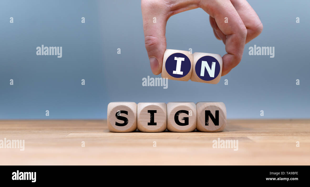 Cubes form the expression "SIGN IN Stock Photo - Alamy