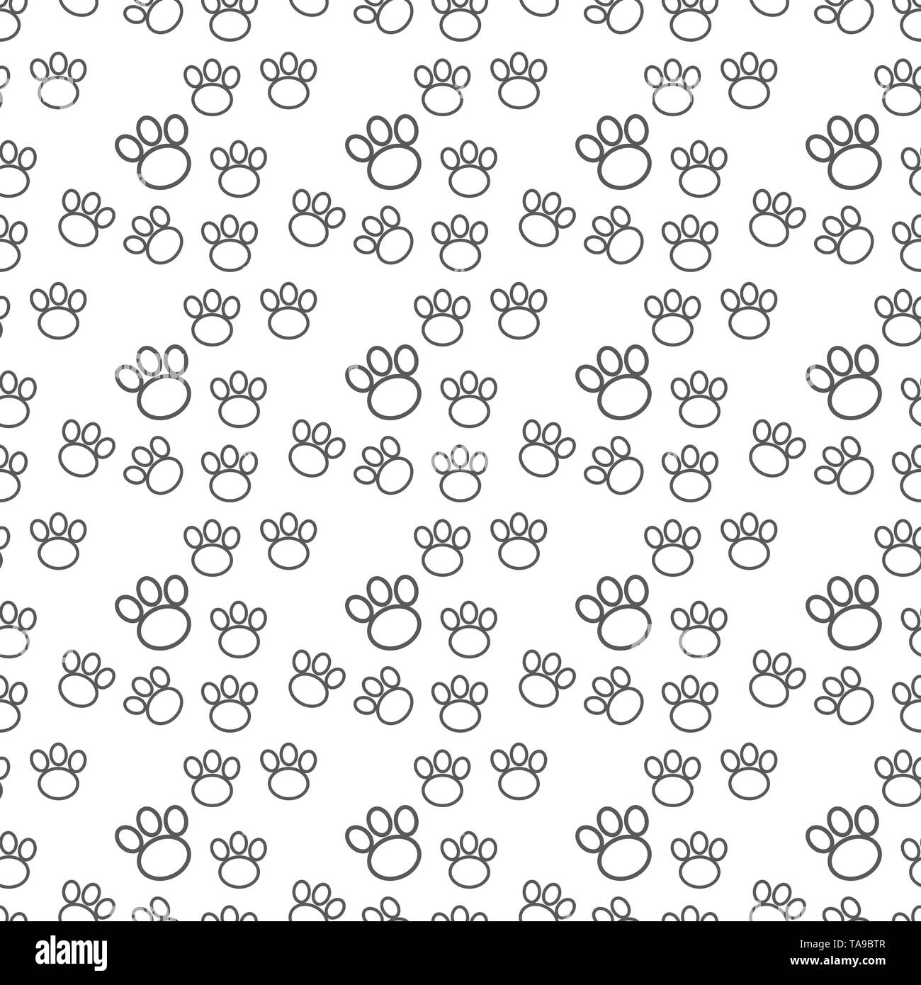 Dog or cat paws seamless pattern. Thin line vector illustration for ...
