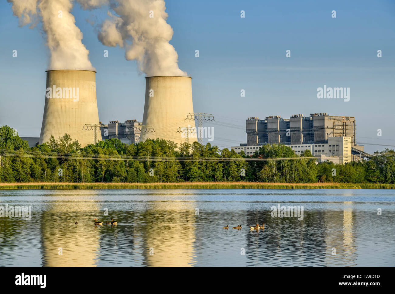Of Peitzer ponds, cooling towers, LEAG power station Jänschwalde ...