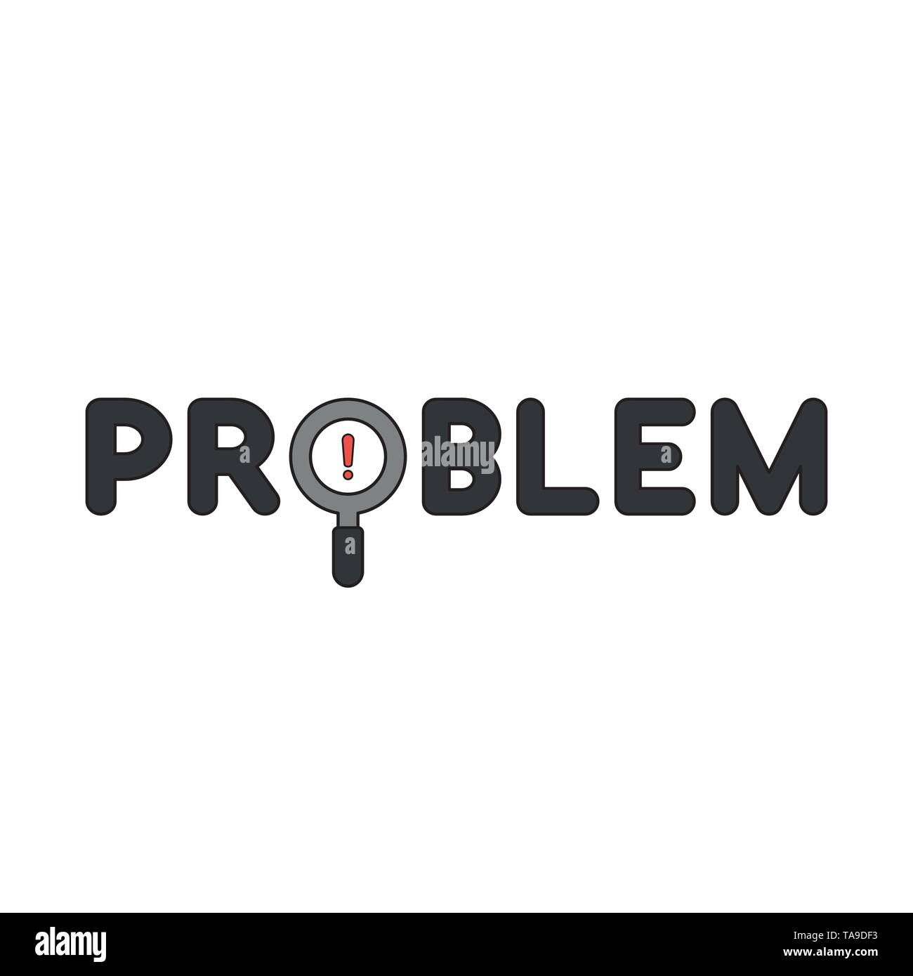 Vector icon concept of problem word with magnifying glass and ...