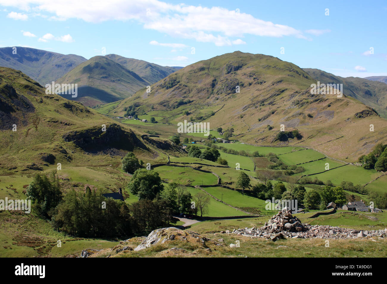 View south from southern slopes of Hallin Fell, Lake District, Cumbria ...