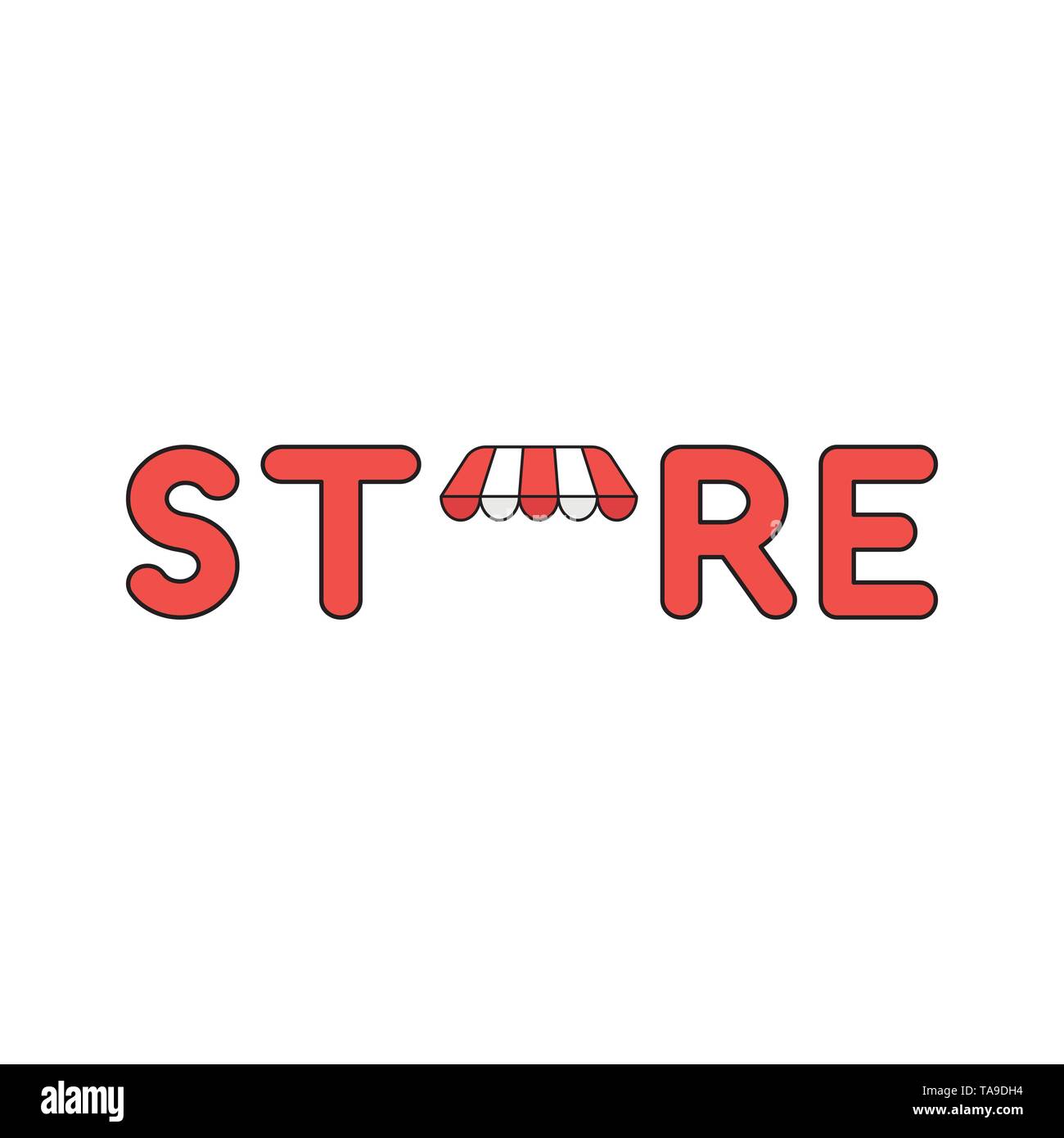 Vector icon concept of store word with shop store awning. Black ...