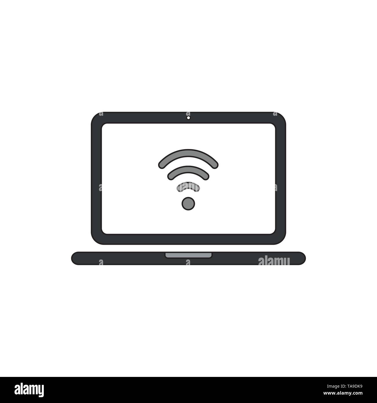 Vector icon concept of wireless wifi symbol inside laptop computer ...