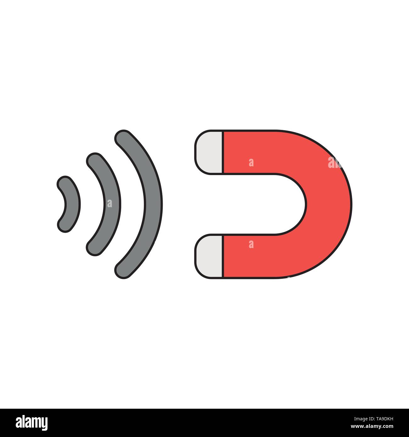 Vector icon concept of red magnet attracting. Black outlines and ...