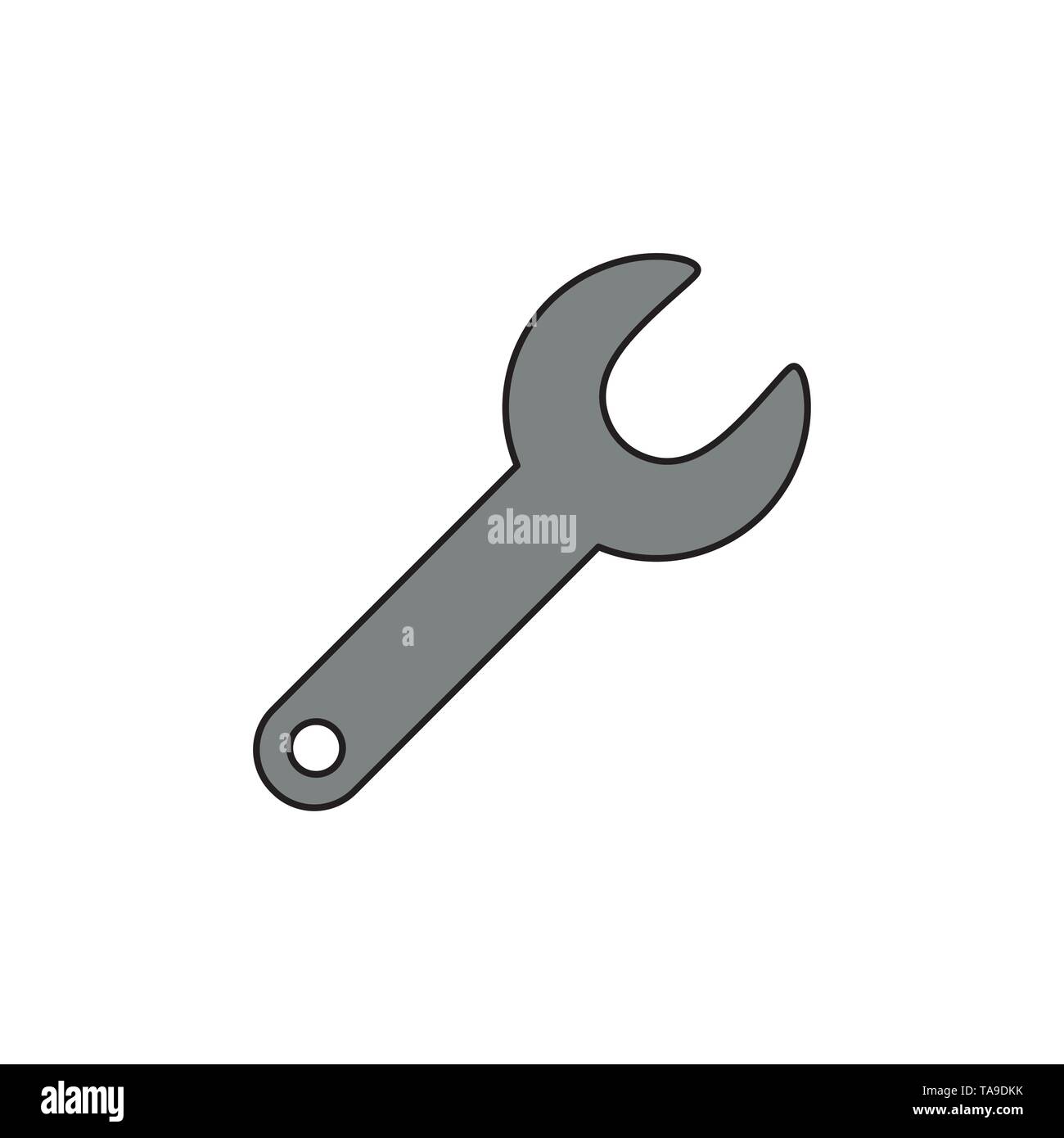Vector icon concept of grey spanner. Black outlines and colored Stock ...