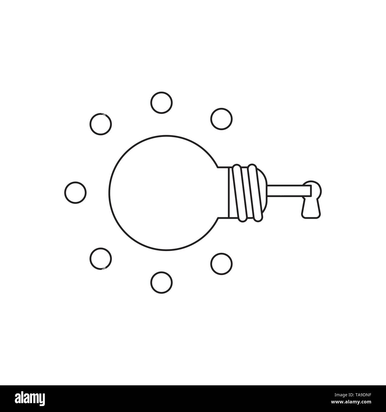 Vector icon concept of glowing light bulb key inside keyhole. Black ...