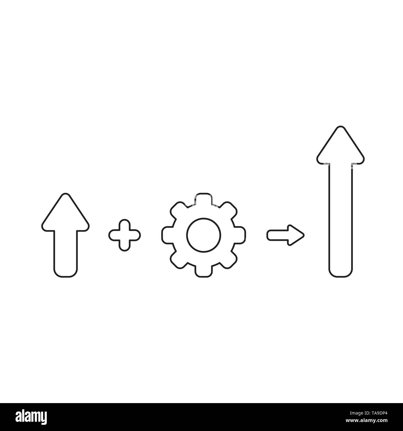 Vector icon concept of arrow plus gear and up. Black outlines Stock ...