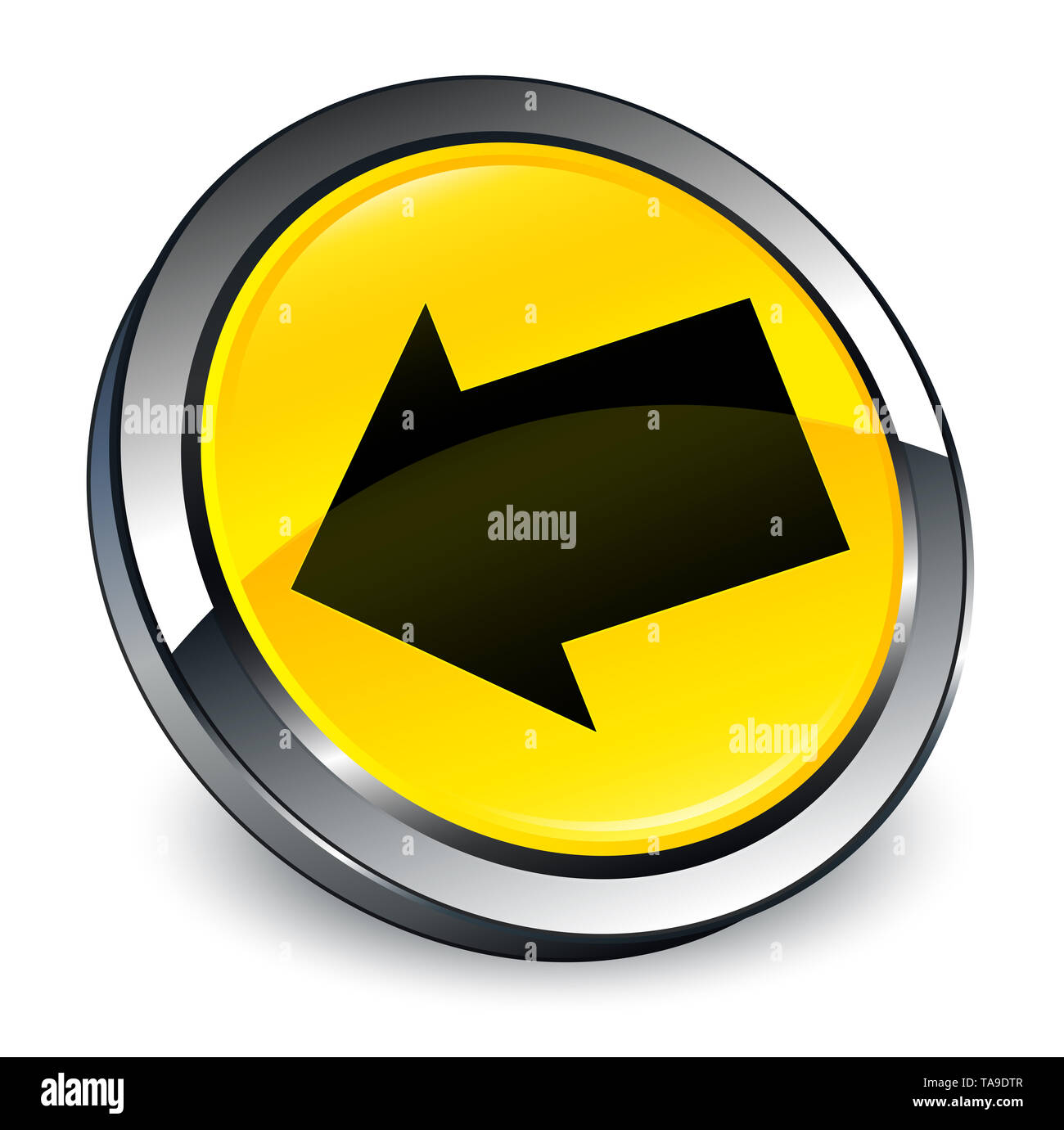 Back arrow icon isolated on 3d yellow round button abstract ...