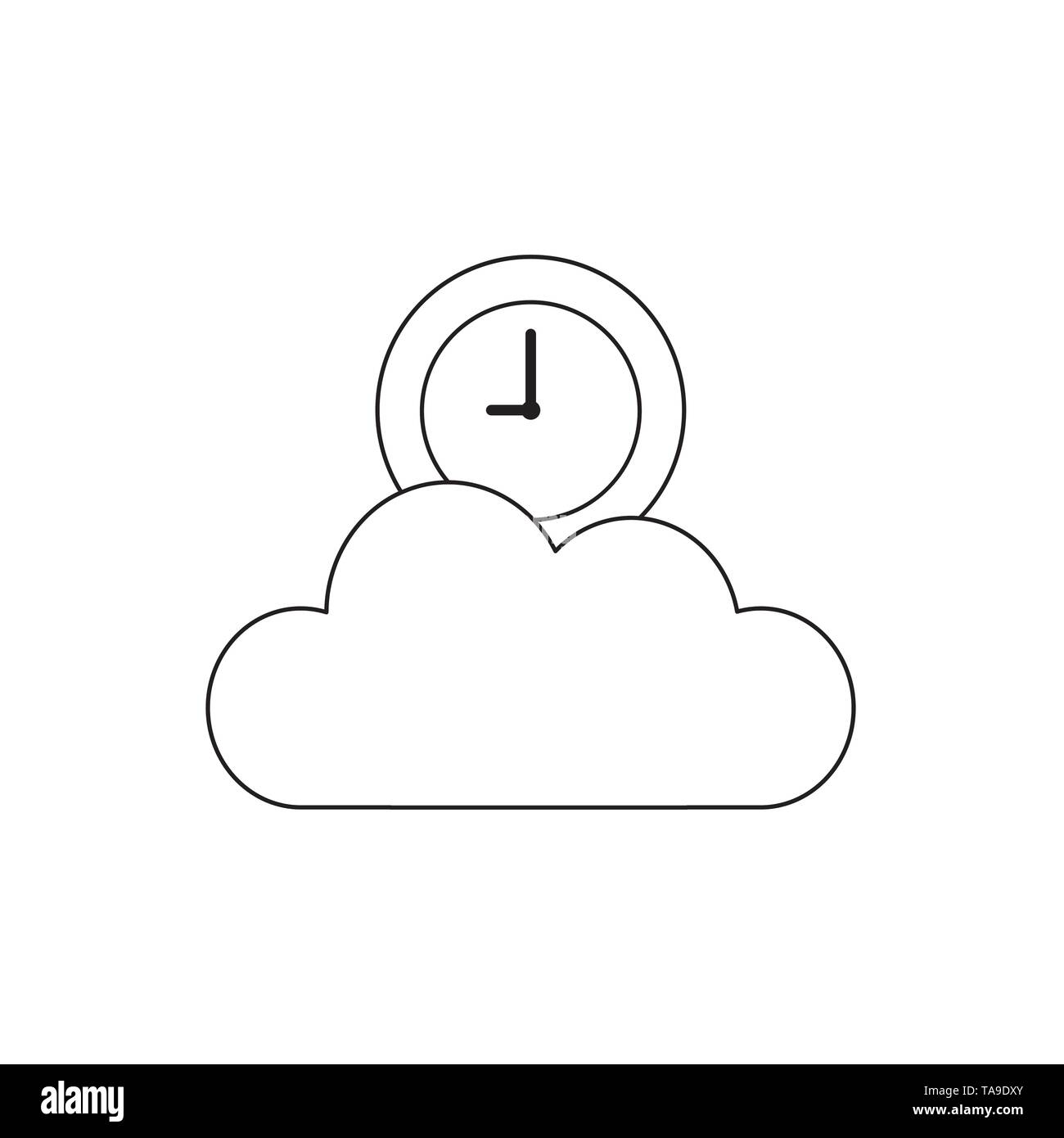 Vector icon concept of clock on cloud. Black outlines Stock Vector ...
