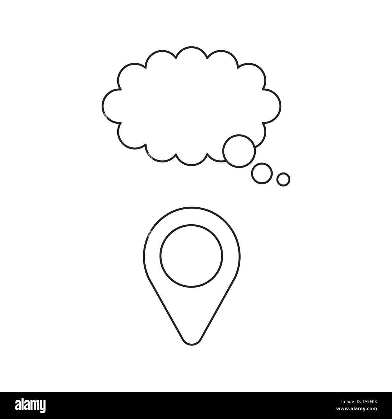 Vector icon concept of map pointer with thought bubble. Black outlines Stock Vector Image & Art ...