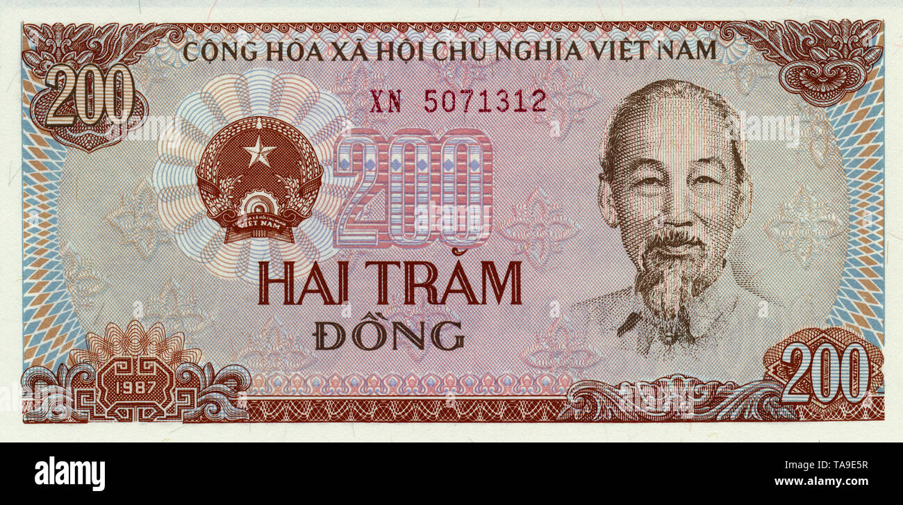 Banknote aus Vietnam, Ho Chi Minh, 200 Dong, 1987, Banknotes from ...