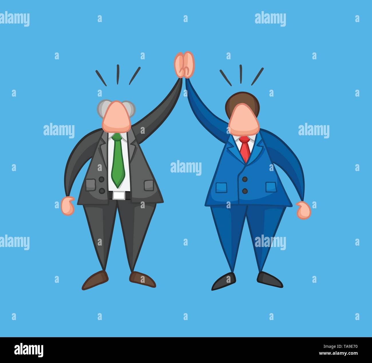 Hand-drawn vector illustration happy businessman boss and worker ...