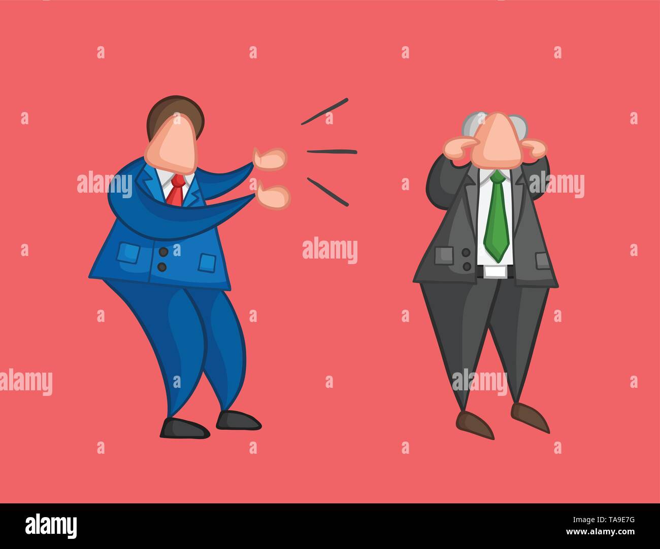 Hand-drawn vector illustration angry businessman worker yelling at boss ...