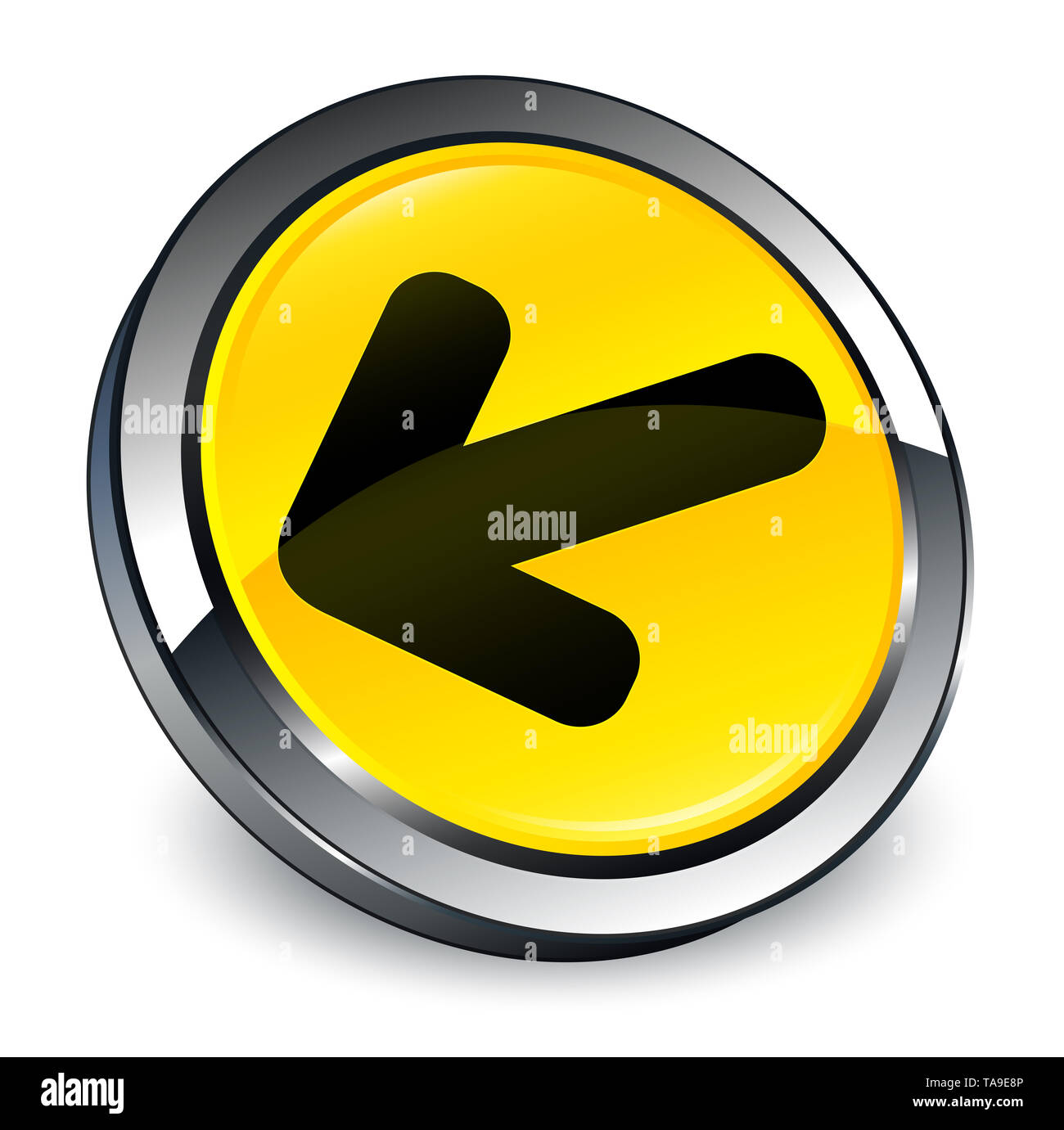 Back arrow icon isolated on 3d yellow round button abstract ...