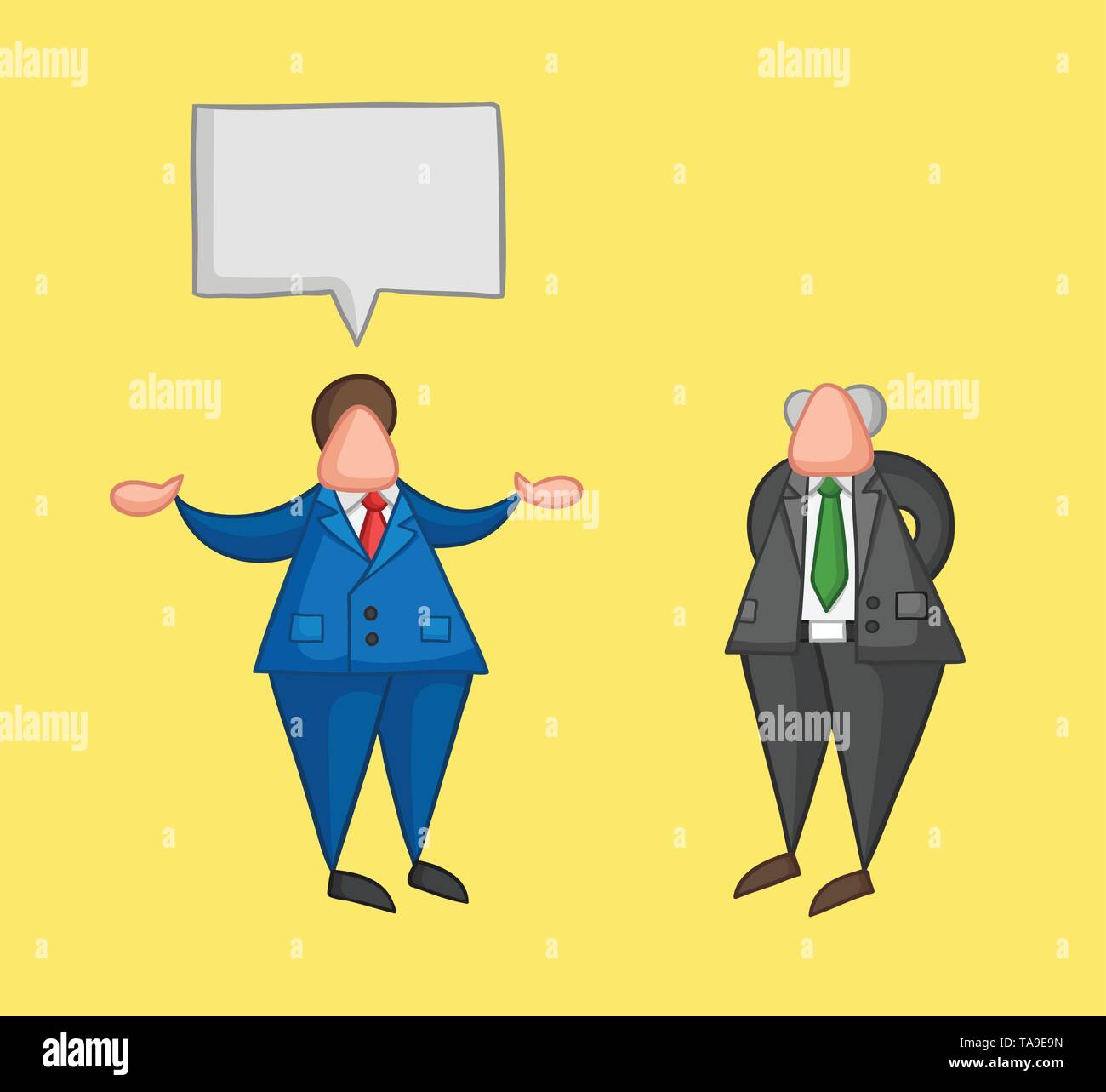 Hand-drawn vector illustration businessman worker talking with his boss ...
