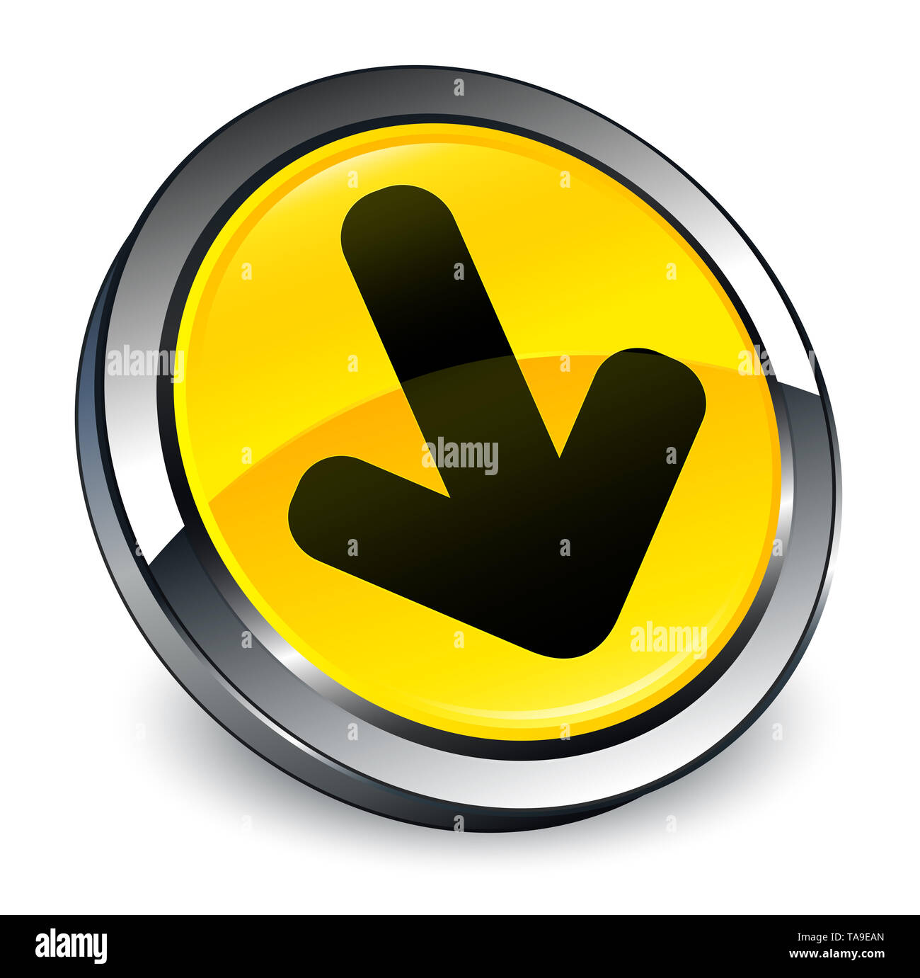 Download arrow icon isolated on 3d yellow round button abstract ...