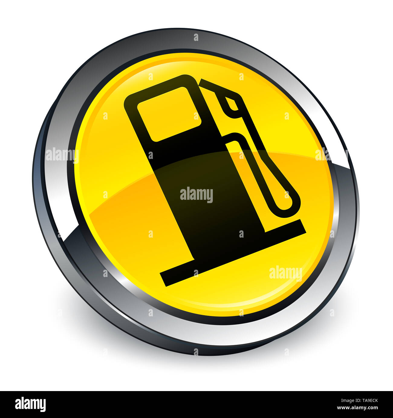 Fuel dispenser icon isolated on 3d yellow round button abstract ...