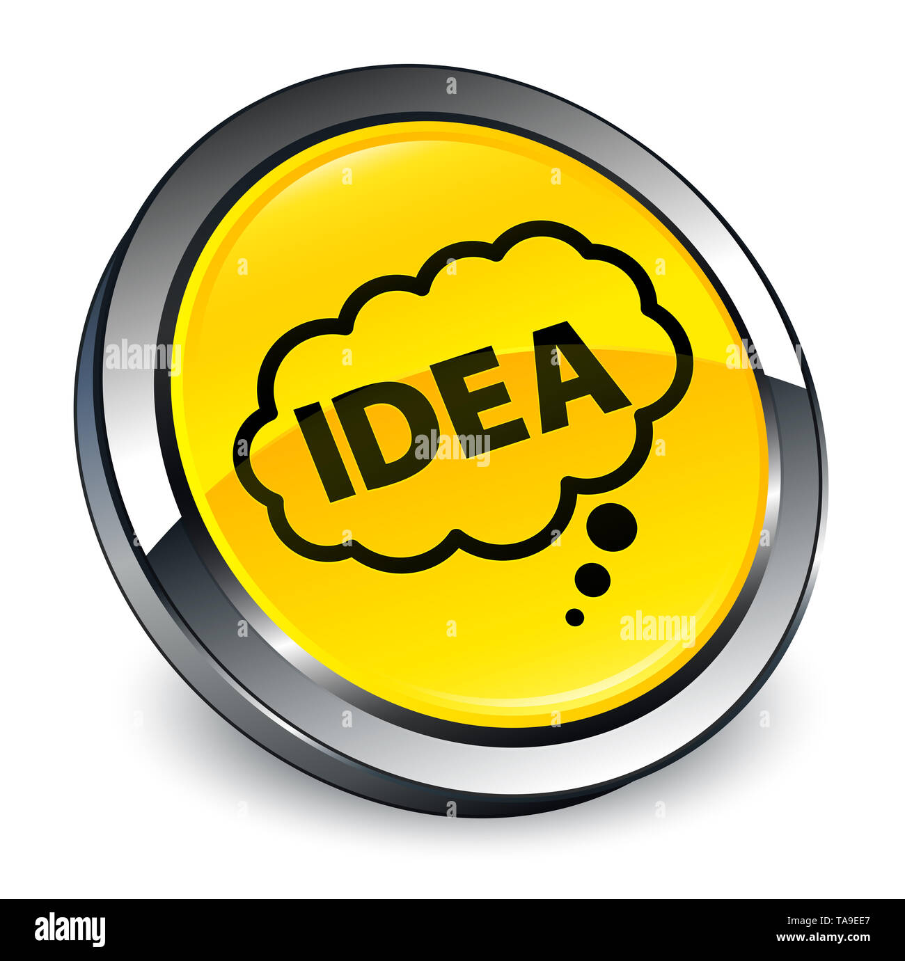 Idea bubble icon isolated on 3d yellow round button abstract ...