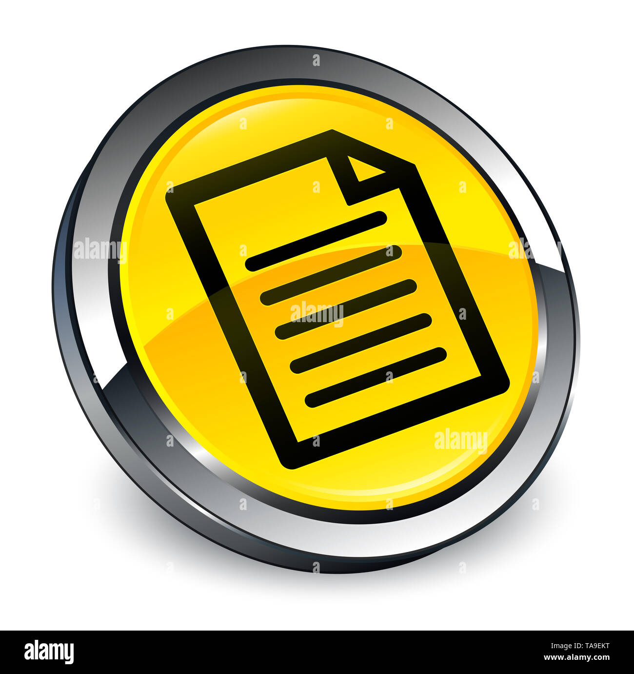 Page icon isolated on 3d yellow round button abstract illustration ...