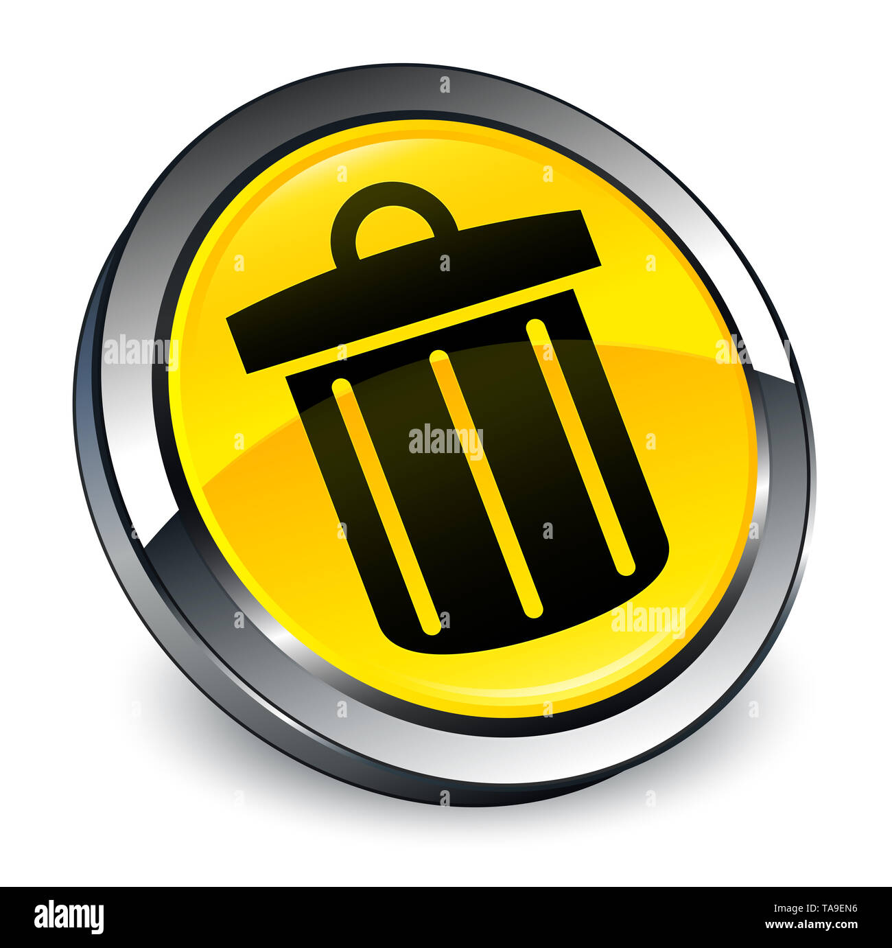 Recycle bin icon isolated on 3d yellow round button abstract ...