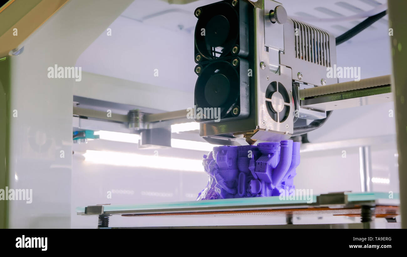 3D printing machine making plastic model Stock Photo - Alamy