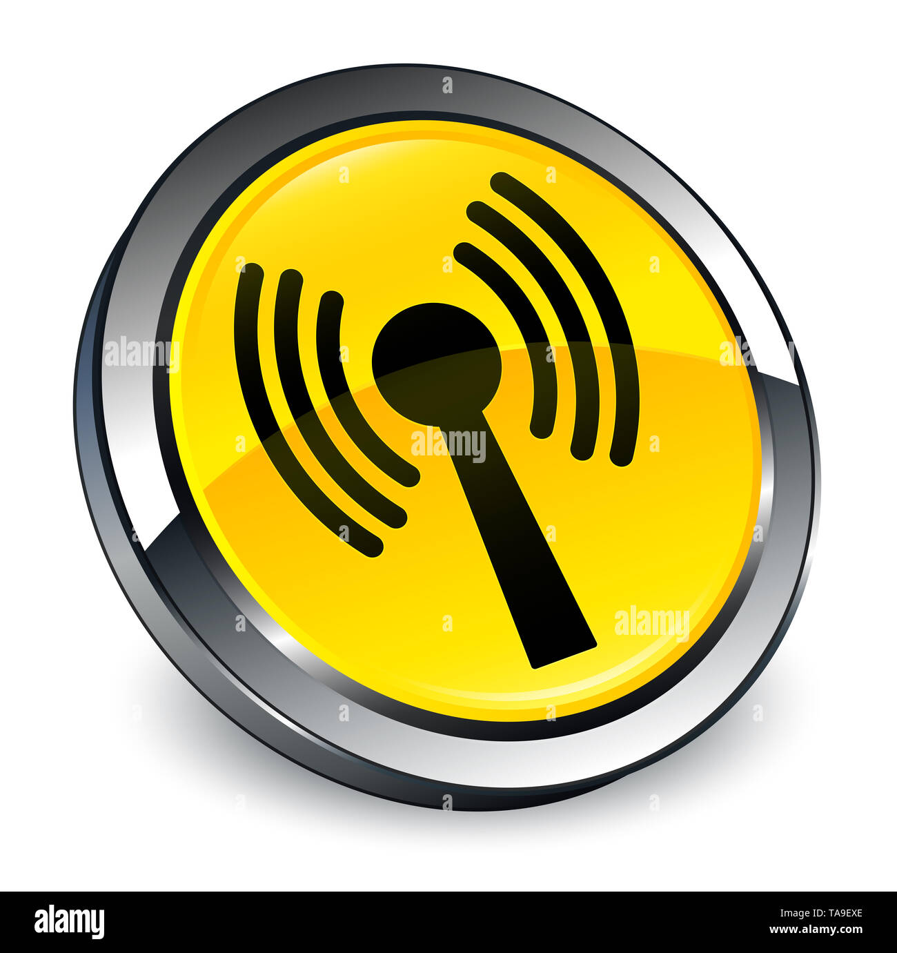 Wlan network icon isolated on 3d yellow round button abstract ...