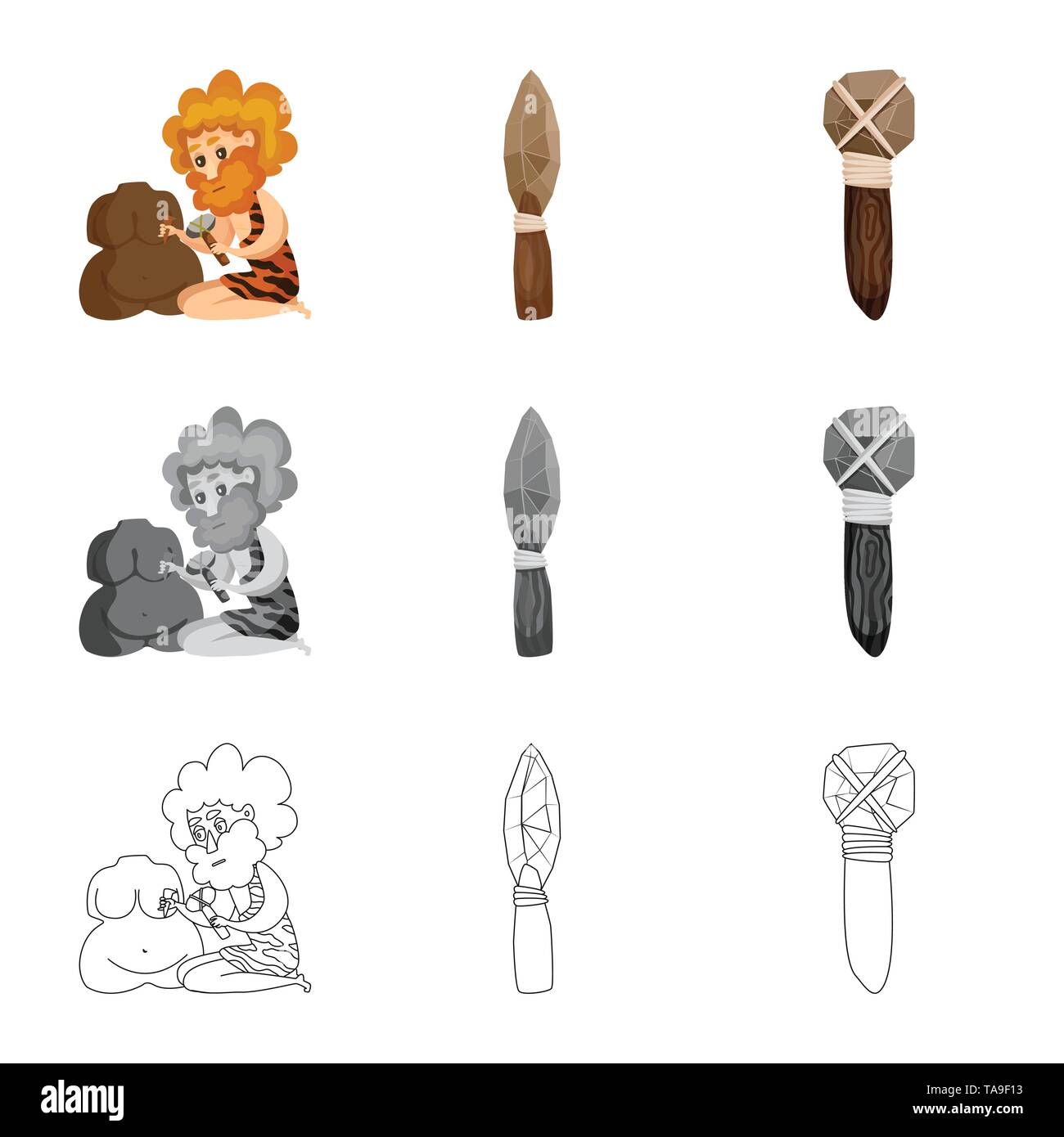 Vector illustration of evolution and prehistory sign. Collection of ...