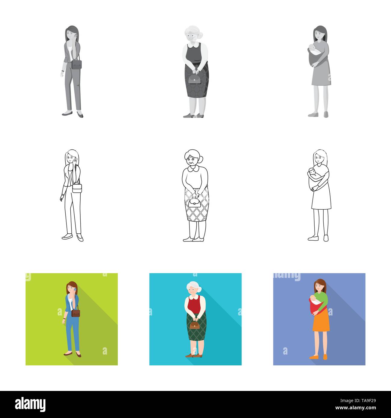 Vector design of character and avatar symbol. Set of character and ...